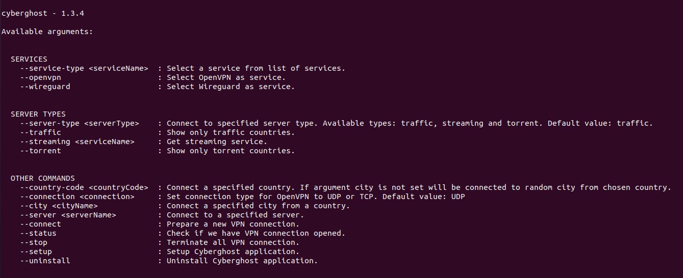 Cyberghost VPN CLI commands on Linux – Support Center - CyberGhost VPN